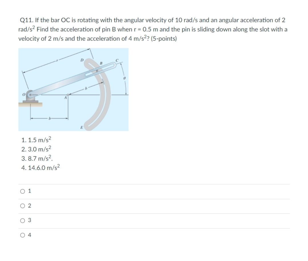 Solved Q11. If the bar OC is rotating with the angular | Chegg.com