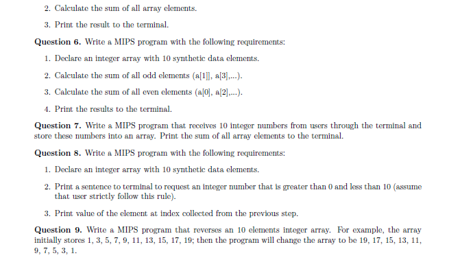 Solved Question 1. Write a simple MIPS program that can | Chegg.com