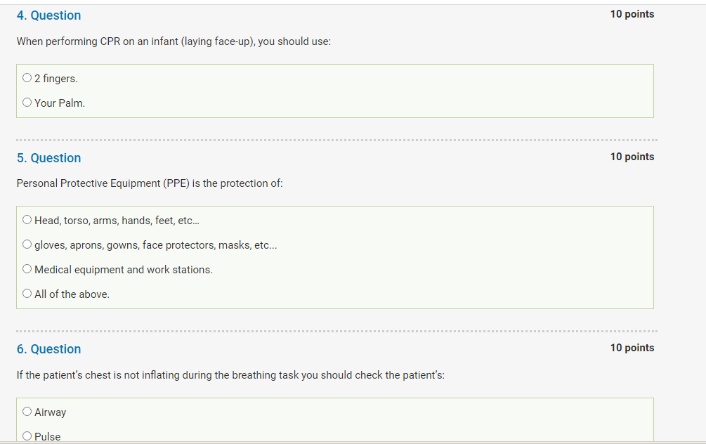 Solved When performing CPR on an infant (laying face-up), | Chegg.com