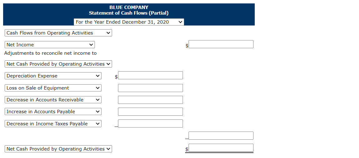 Solved Blue Company's income statement for the year ended | Chegg.com