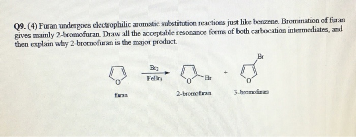 Solved Q9.(4) Furan undergoes electrophilic aromatic | Chegg.com