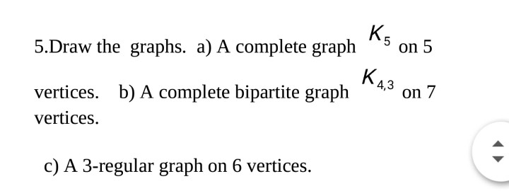 Solved 5·Draw the graphs. a) A complete graph 5 on 5 | Chegg.com