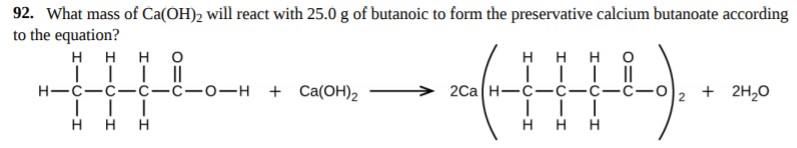 Solved 92. What mass of Ca(OH)2 will react with 25.0 g of | Chegg.com