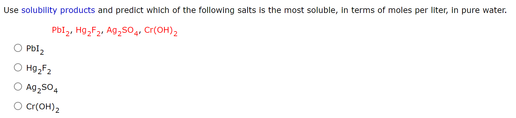 Solved Use solubility products and predict which of the | Chegg.com