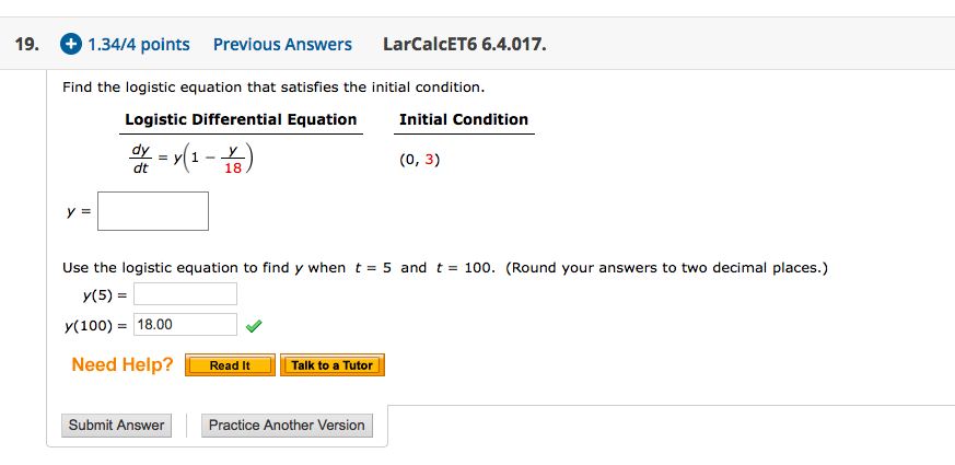 Solved Find the logistic equation that satisfies the initial | Chegg.com