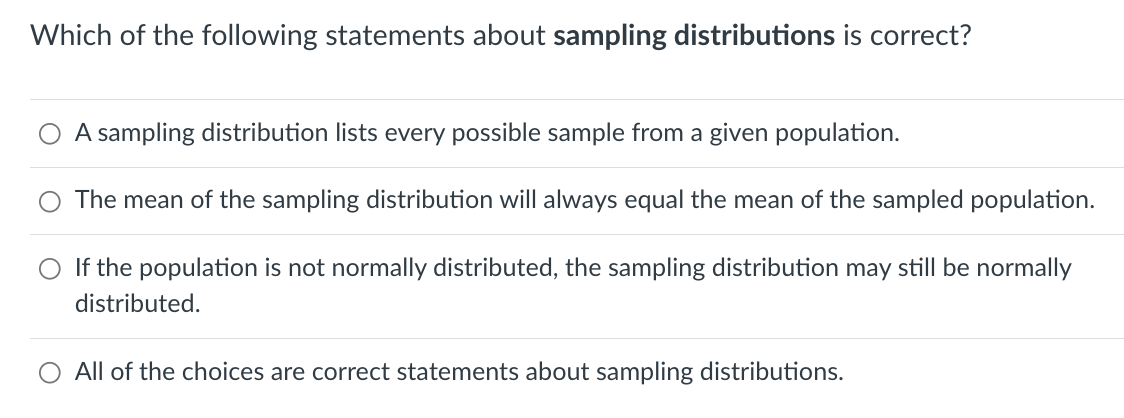 Solved Which of the following statements about sampling | Chegg.com