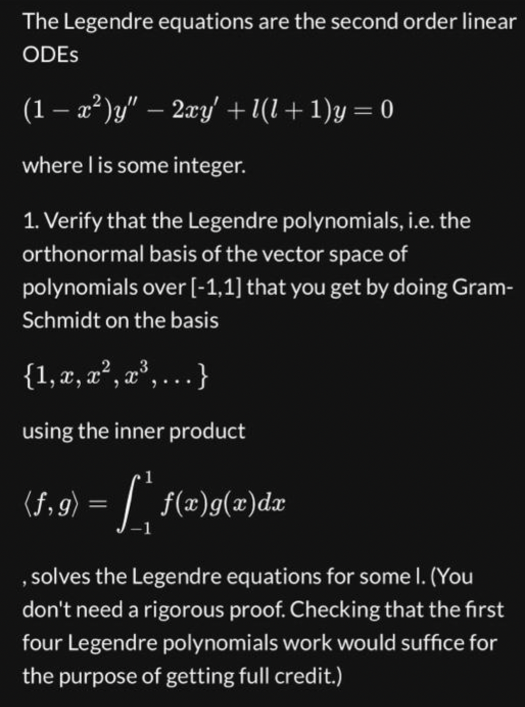 Solved The Legendre equations are the second order linear | Chegg.com