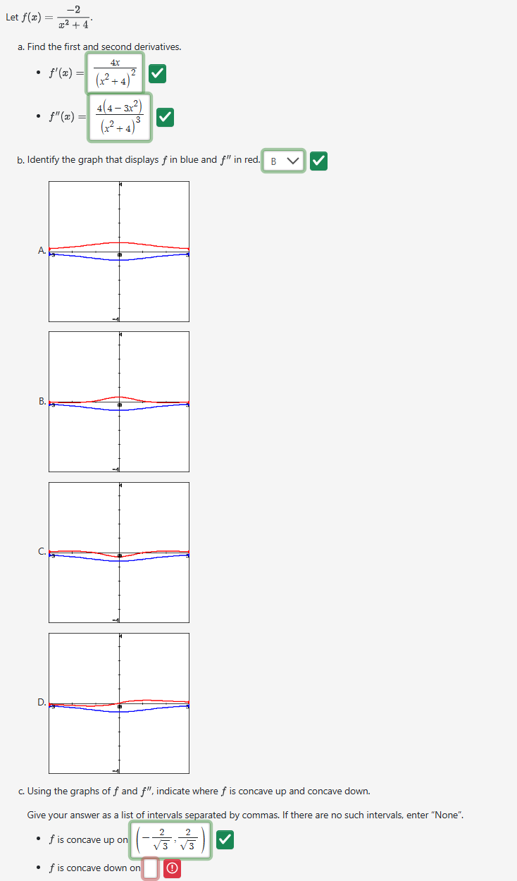 Solved Let f(x)=-2x2+4.a. ﻿Find the first and second | Chegg.com