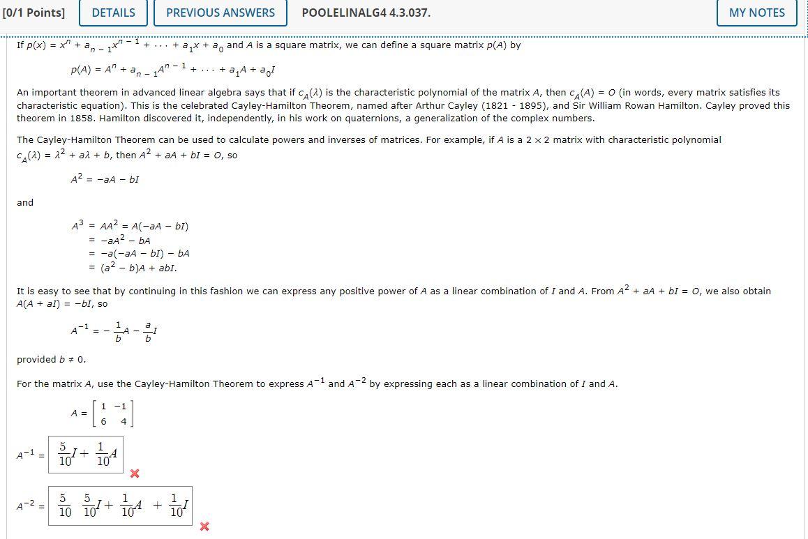 Solved [0/1 Points) DETAILS PREVIOUS ANSWERS POOLELINALG4 | Chegg.com