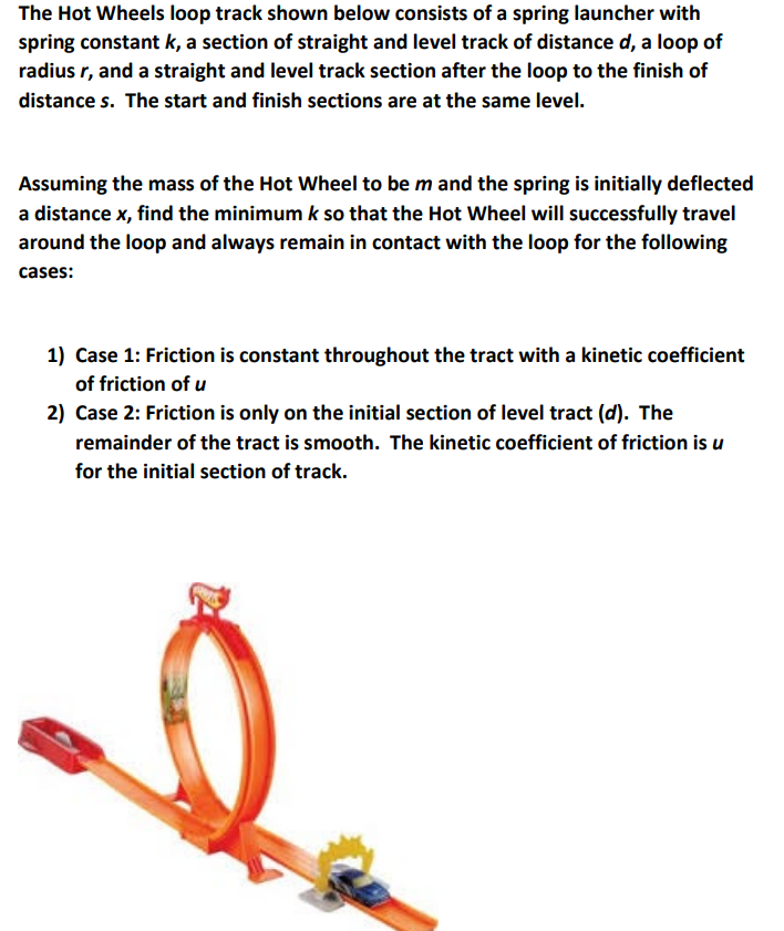 Solved The Hot Wheels loop track shown below consists of a | Chegg.com