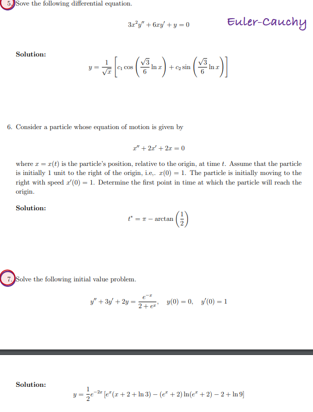 Solved 5. Sove the following differential equation. | Chegg.com