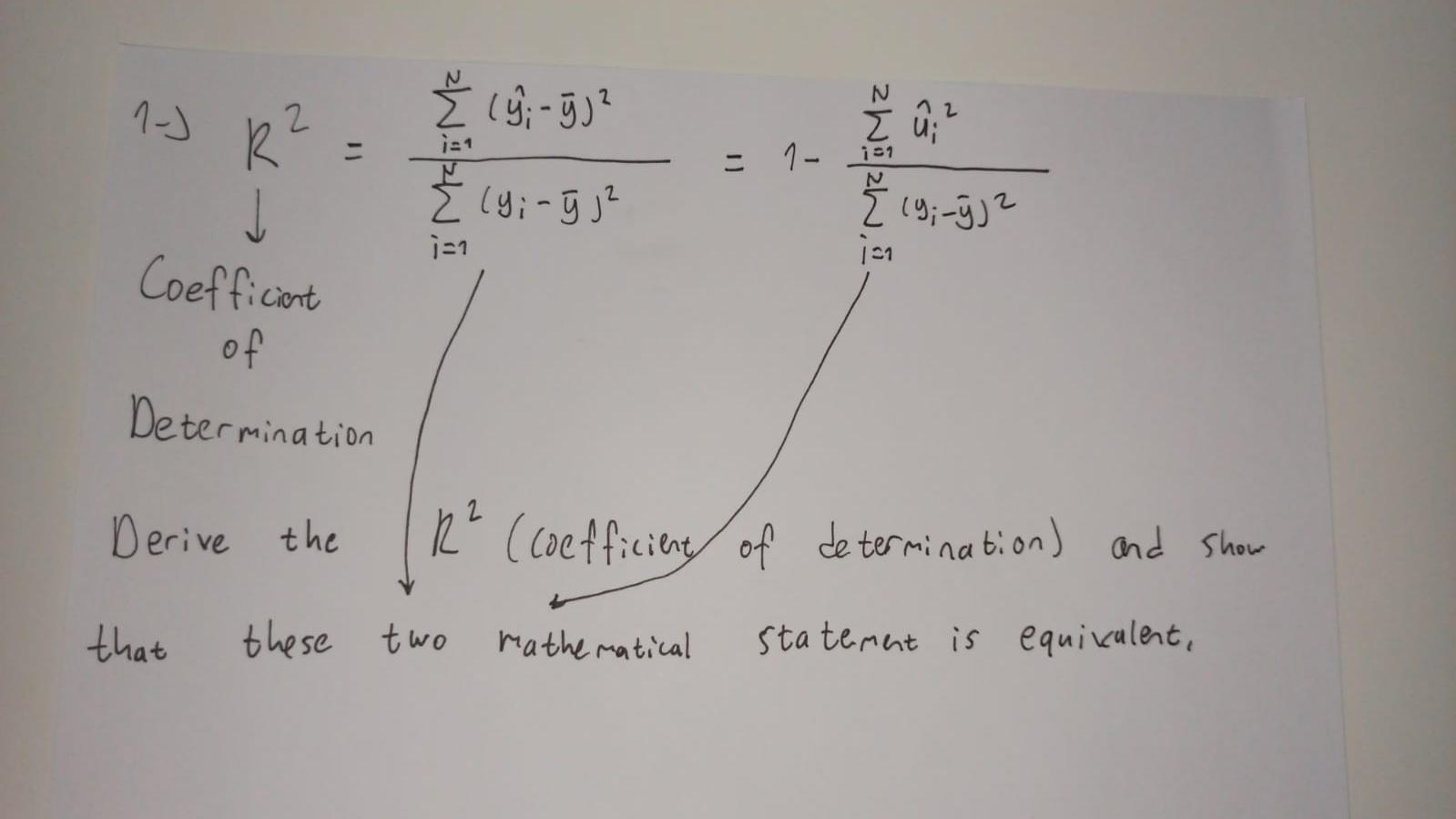 Solved Derive the R2 (coefficient of determination) and show | Chegg.com