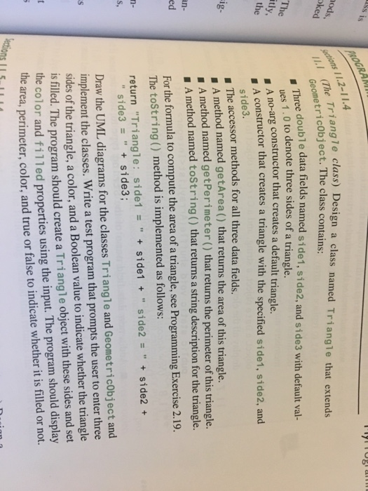 Solved 1.2-11.4 le class) Design a class named Triangle that | Chegg.com