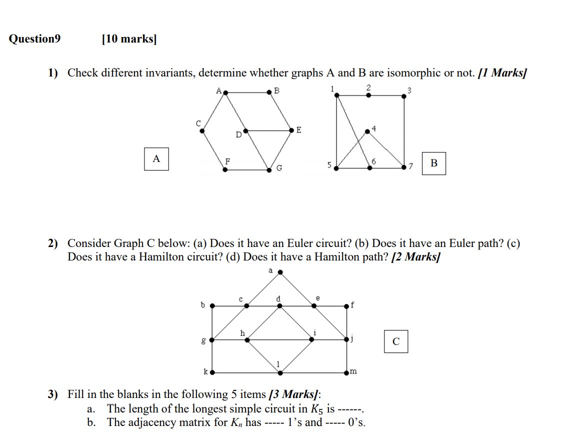 Solved Question 9 (10 marks] 1) Check different invariants, | Chegg.com