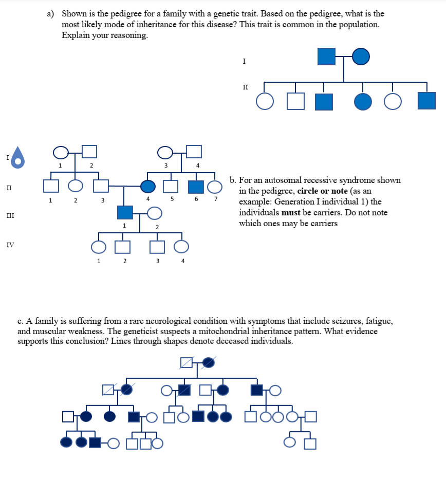 Solved a) Shown is the pedigree for a family with a genetic | Chegg.com