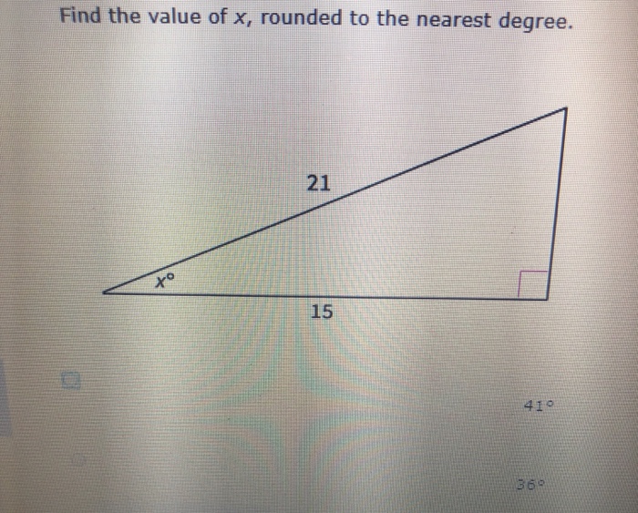 Solved Find the value of x, rounded to the nearest degree. | Chegg.com
