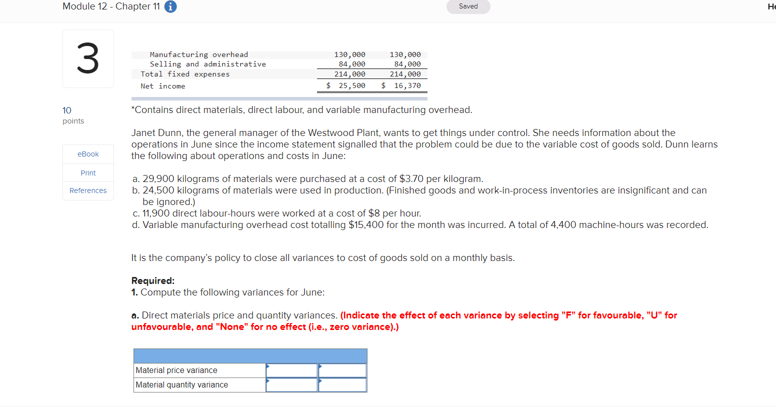 Solved Module 12 - Chapter 11 Saved Help Save & Exit Subr | Chegg.com