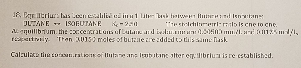 Solved 18. Equilibrium has been established in a 1 Liter | Chegg.com