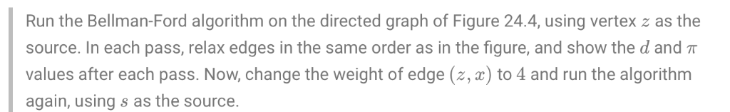 Solved Run the Bellman-Ford algorithm on the directed graph | Chegg.com