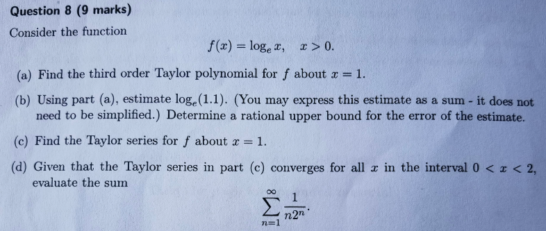 Solved Consider the function f(x)=logex,x>0. (a) Find the | Chegg.com