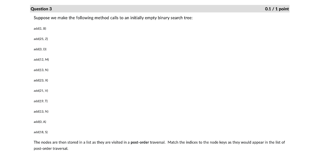 Solved Suppose we make the following method calls to an | Chegg.com
