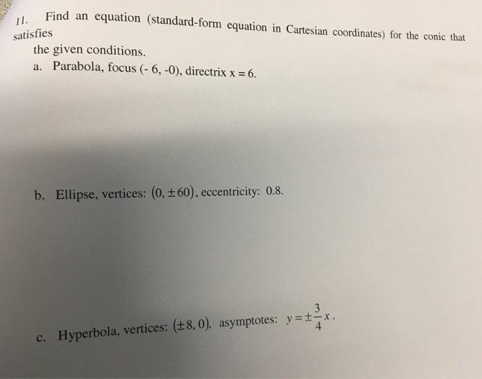Solved Find an equation (standard-form equation in Cartesian | Chegg.com