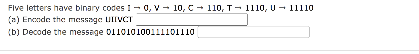 Solved Five letters have binary codes I — 0, V + 10, C + | Chegg.com