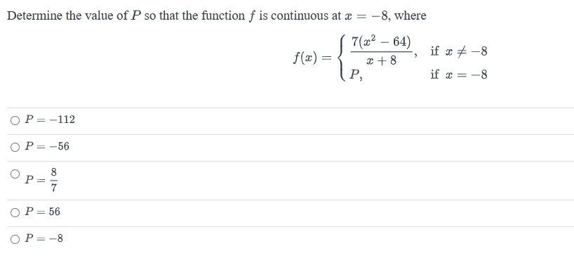 Solved Determine the value of P so that the function f is | Chegg.com