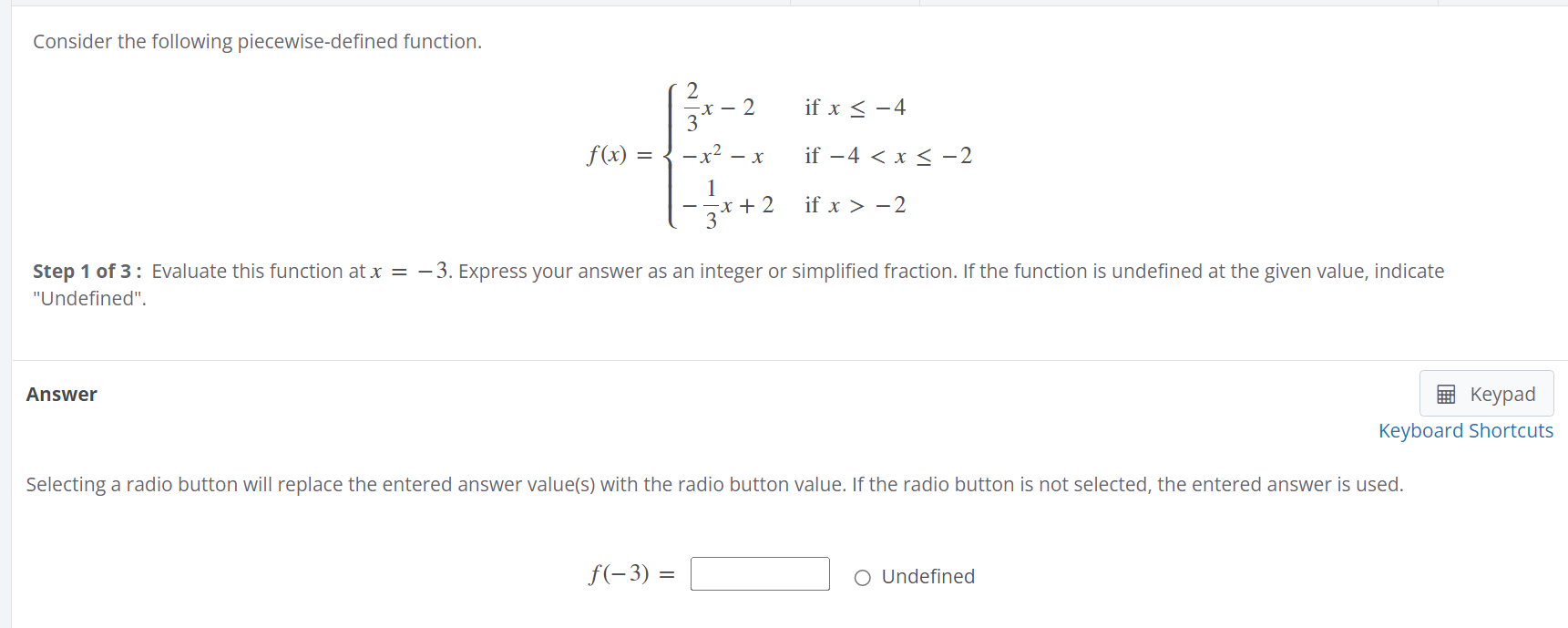 Solved Consider the following piecewise-defined function. | Chegg.com