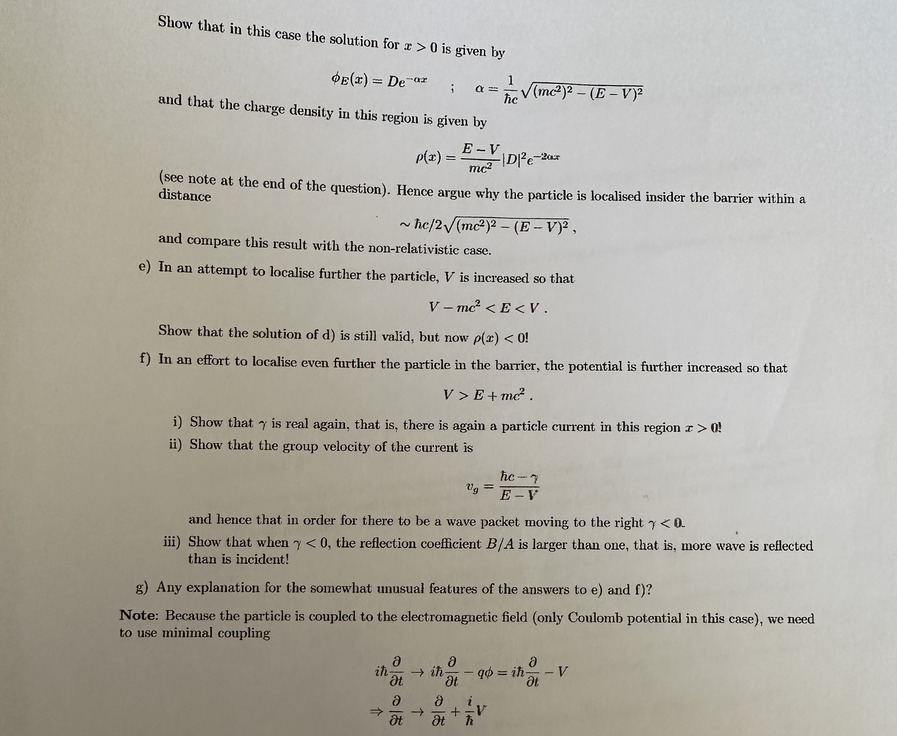 Solved The Klein paradox. Recall that the Klein-Gordon | Chegg.com