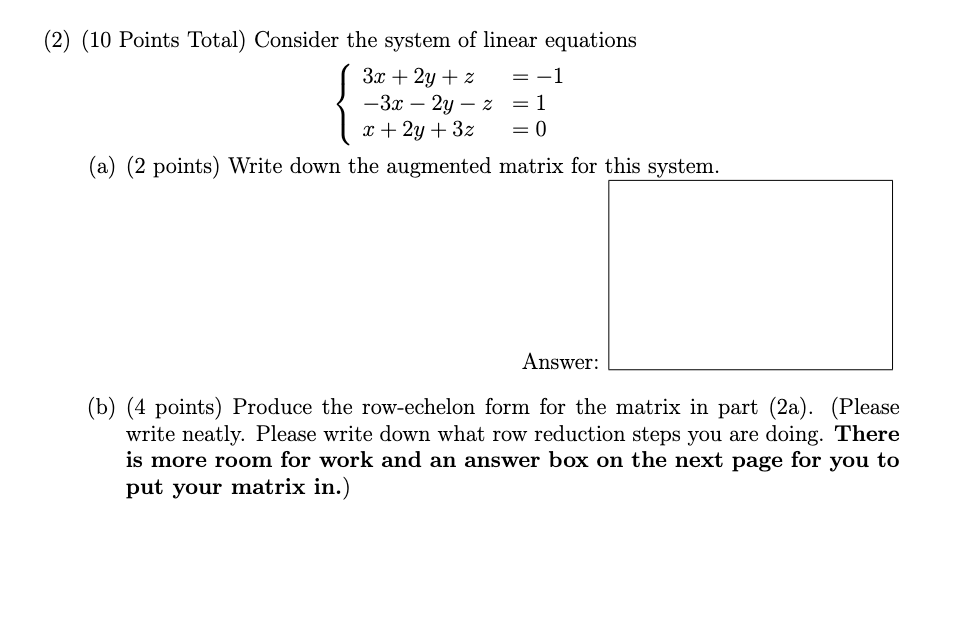 Solved (2) (10 ﻿Points Total) ﻿Consider the system of | Chegg.com