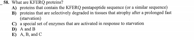 Solved 58. What are KFERQ proteins? A) proteins that contain | Chegg.com