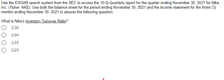 Solved Use the EDGAR search system from the SEC to access | Chegg.com