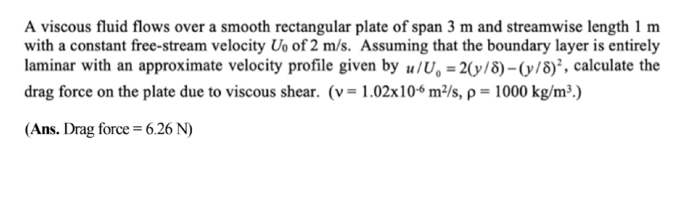 Solved A viscous fluid flows over a smooth rectangular plate | Chegg.com