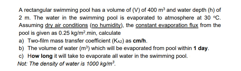 Solved A rectangular swimming pool has a volume of (V) of | Chegg.com
