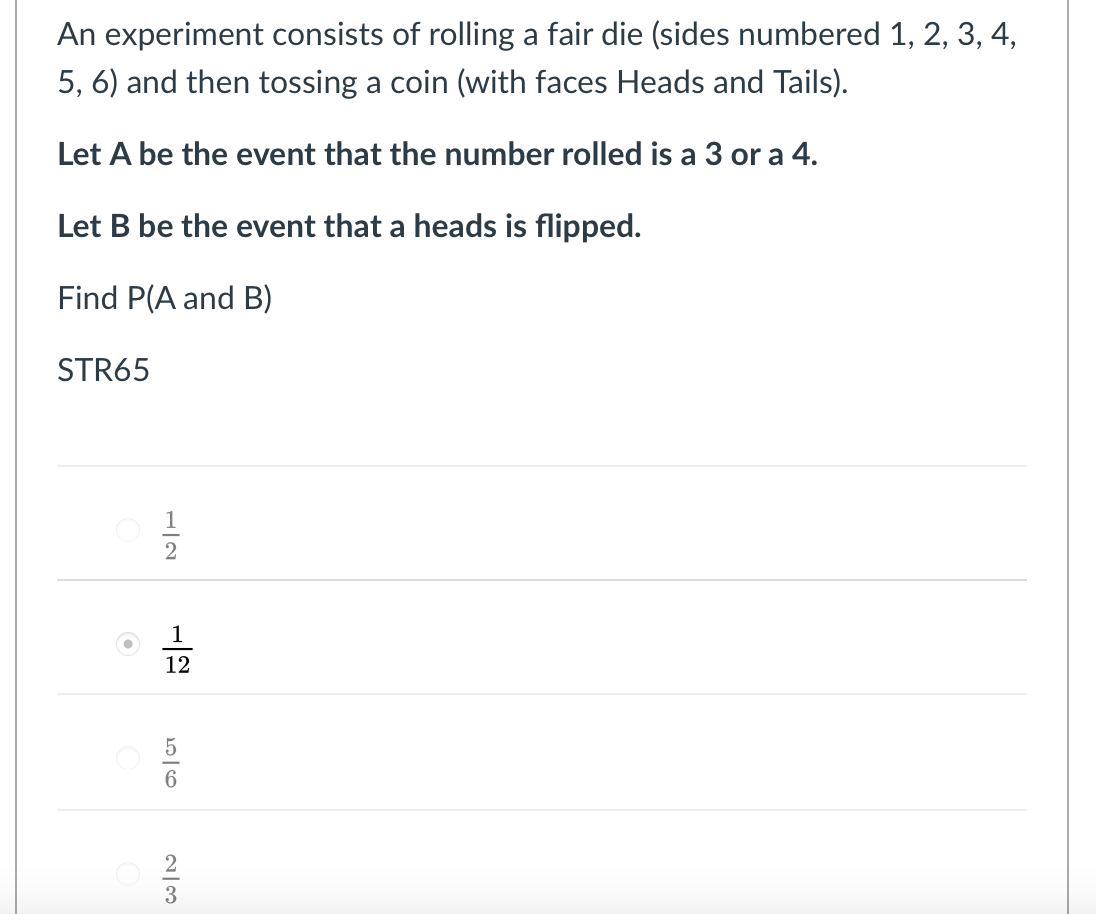 An ﻿experiment consists of ﻿rolling a fair die (sides | Chegg.com
