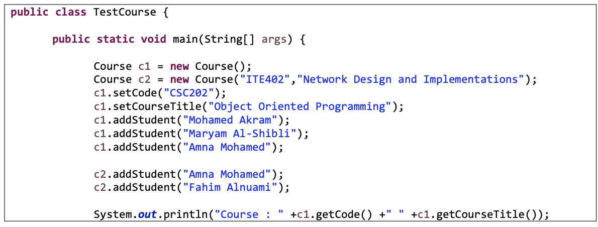 Solved 1. Add facultyName as an attribute in the class 2. | Chegg.com