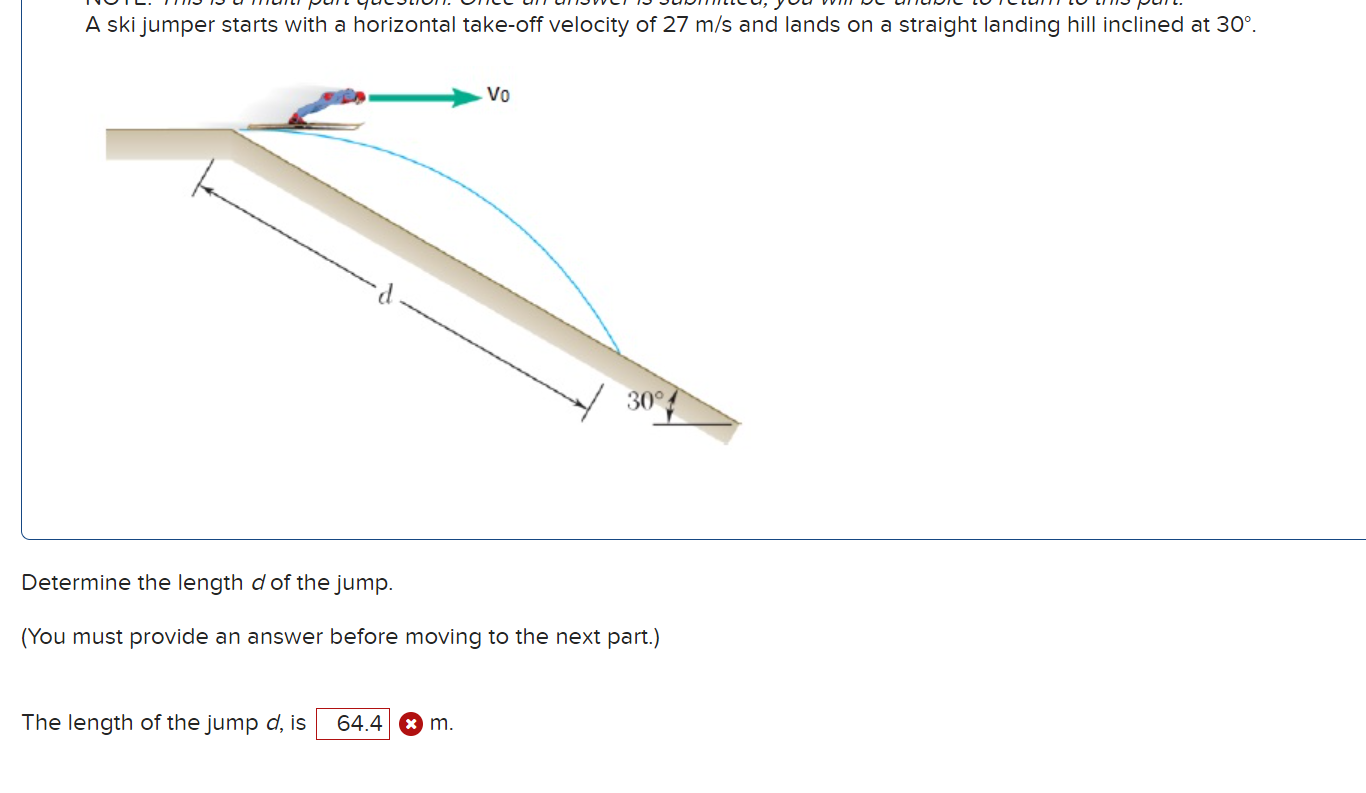 Solved A ski jumper starts with a horizontal take-off | Chegg.com