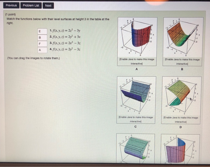 Solved PreviousProblem List Next (1 point Match the | Chegg.com