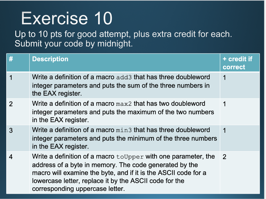 Solved Exercise 10 Up to 10 pts for good attempt, plus extra | Chegg.com