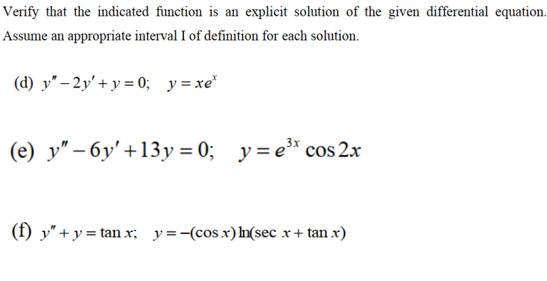 Solved Verify that the indicated function is an explicit | Chegg.com