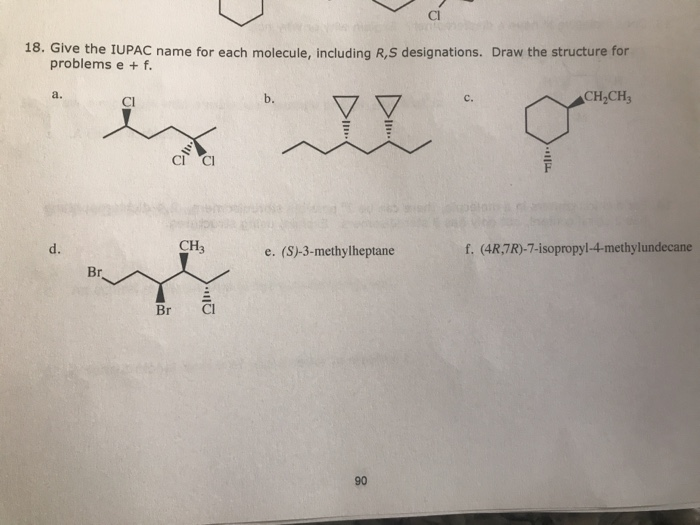 Solved Cl 18. Give the IUPAC name for each molecule, | Chegg.com