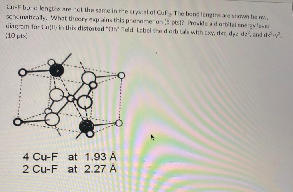 Cu-F bond lengths are not the same in the crystal of | Chegg.com
