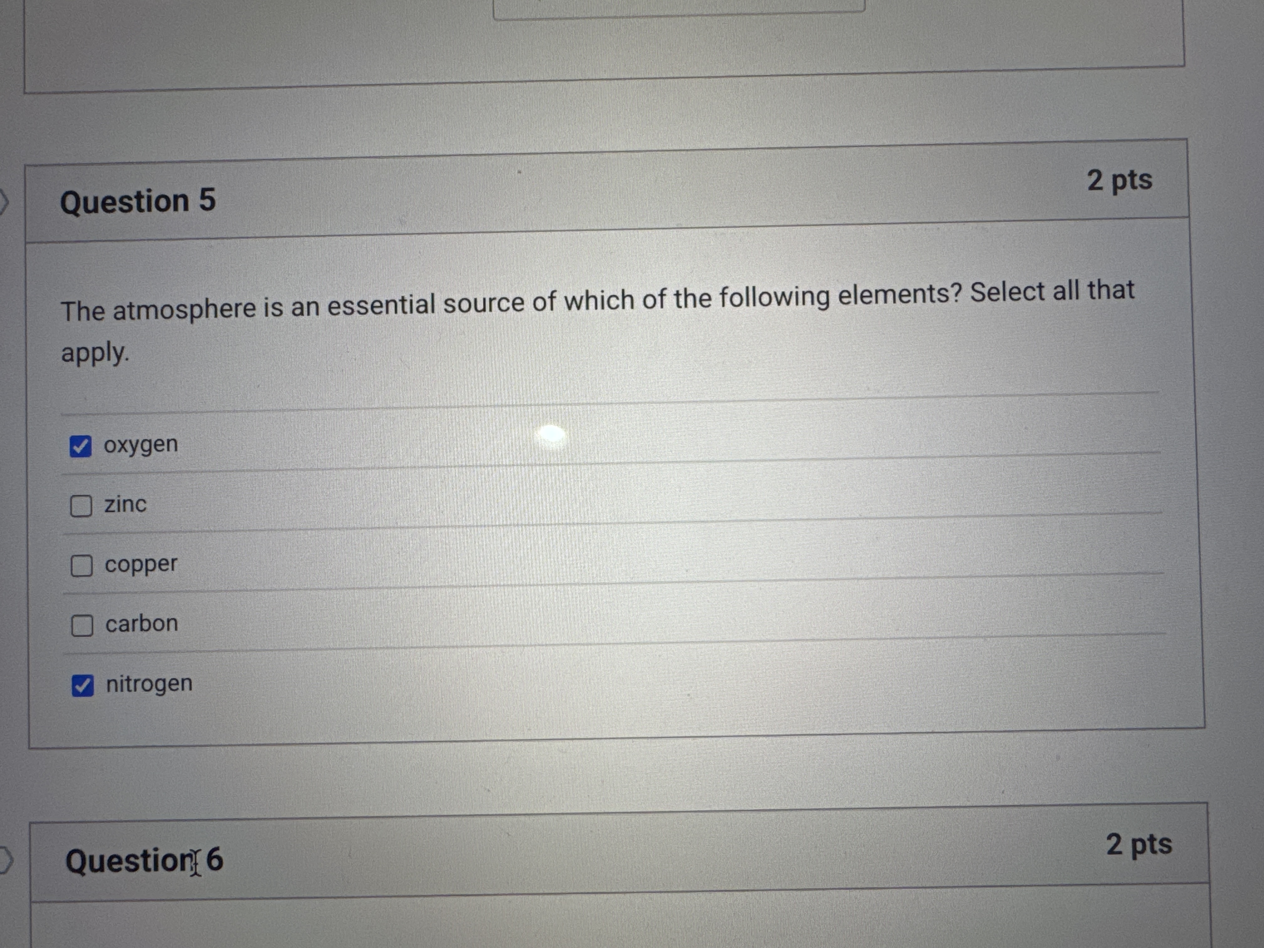 Solved Question 5The atmosphere is an essential source of | Chegg.com