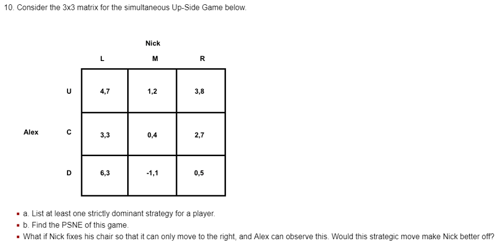 Solved 10. Consider the 3x3 matrix for the simultaneous | Chegg.com