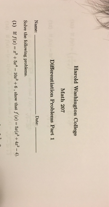 Solved Harold Washington College Math 207 Differentiation | Chegg.com