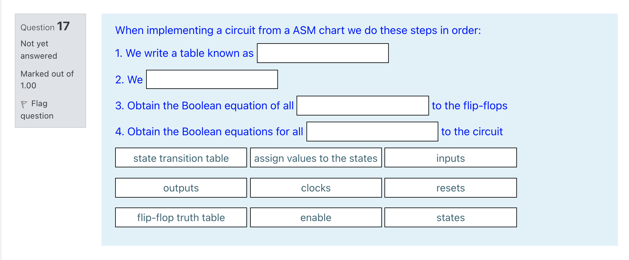 Solved Question 17 When implementing a circuit from a ASM | Chegg.com