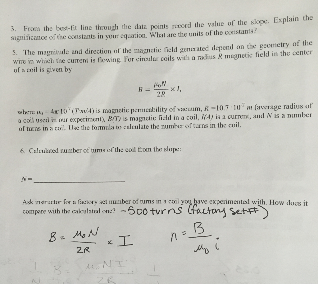 Solved 3. From the best-fit line through the data points | Chegg.com