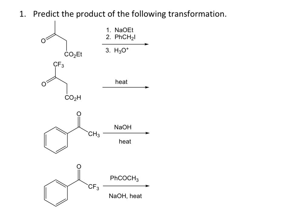 Solved 1. Predict the product of the following | Chegg.com