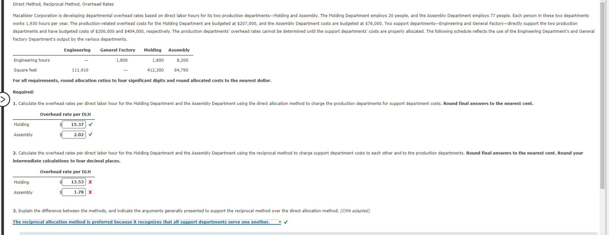 Solved Direct Method, Reciprocal Method, Overhead | Chegg.com